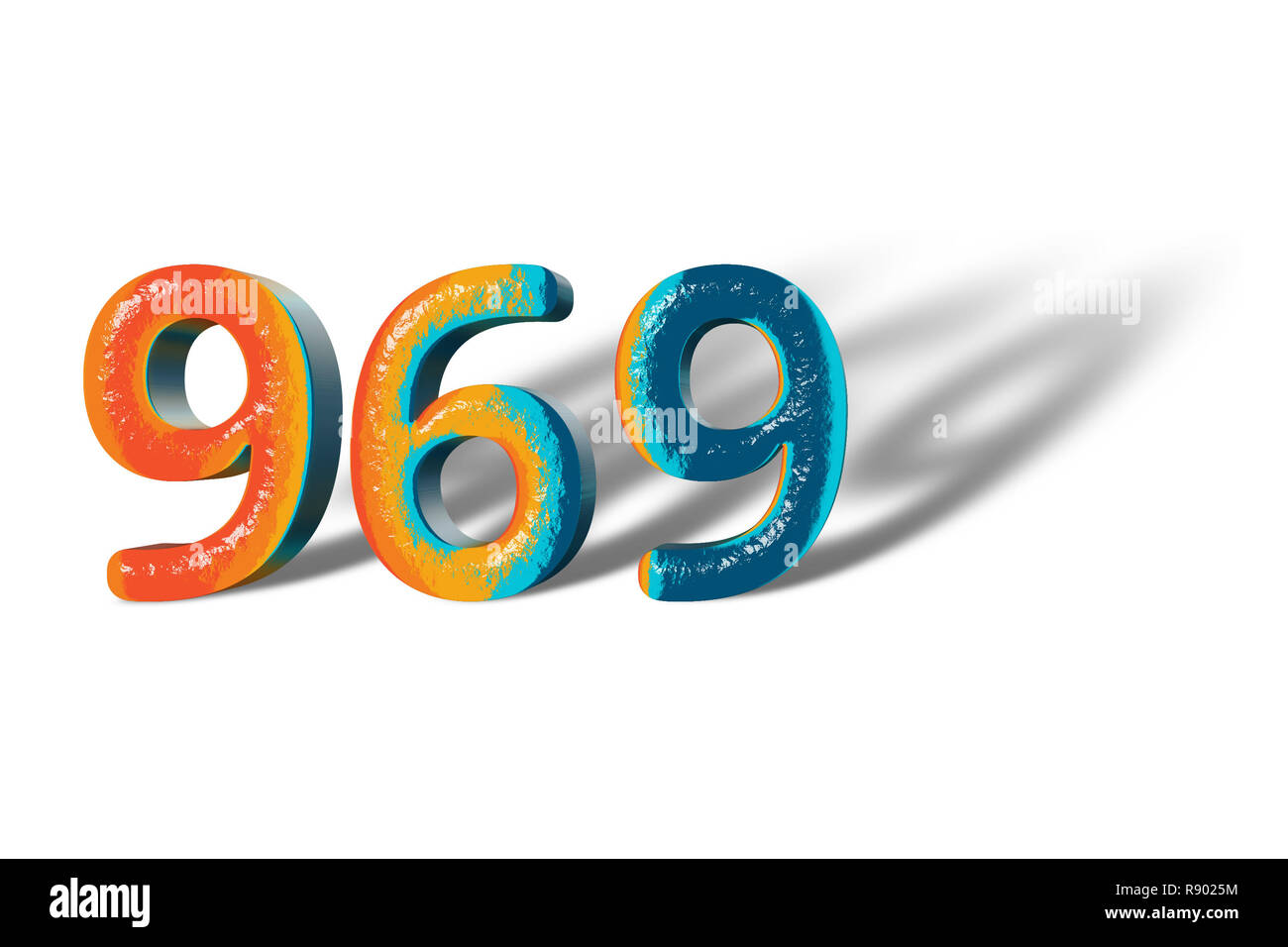 3D Number 969 nine hundred sixty nine lively colours Stock Photo - Alamy