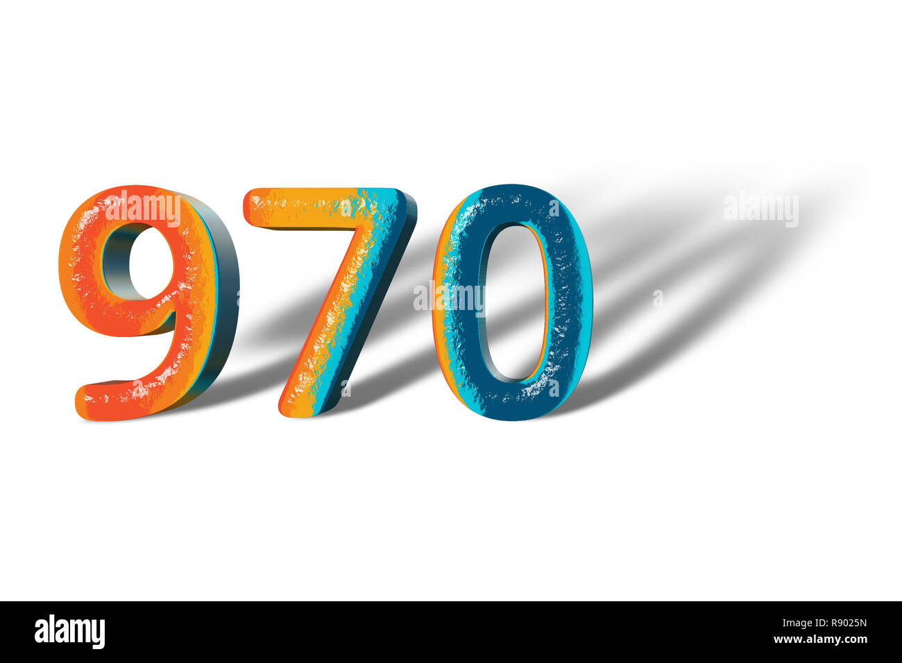 3D Number 970 nine hundred seventy lively colours Stock Photo - Alamy