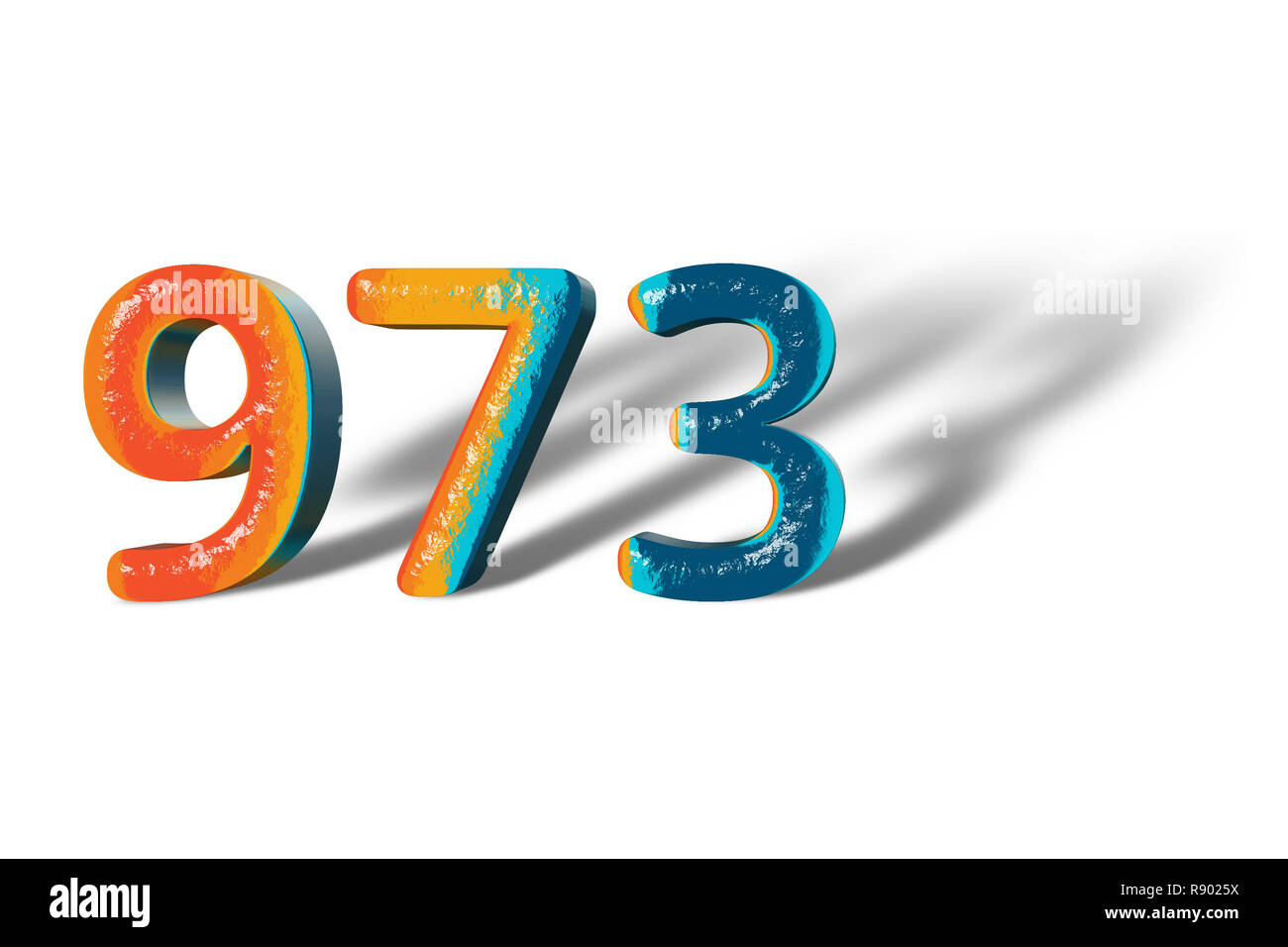3D Number 973 nine hundred seventy three lively colours Stock Photo - Alamy
