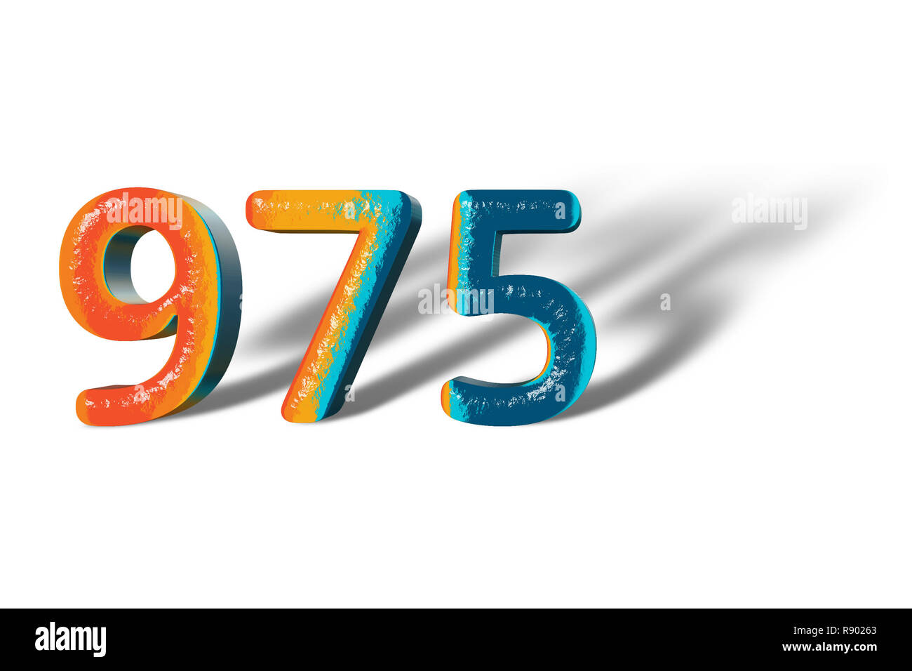 3D Number 975 nine hundred seventy five lively colours Stock Photo - Alamy