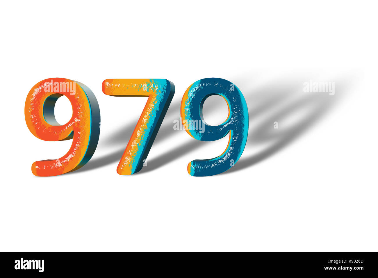 3D Number 979 nine hundred seventy nine lively colours Stock Photo - Alamy