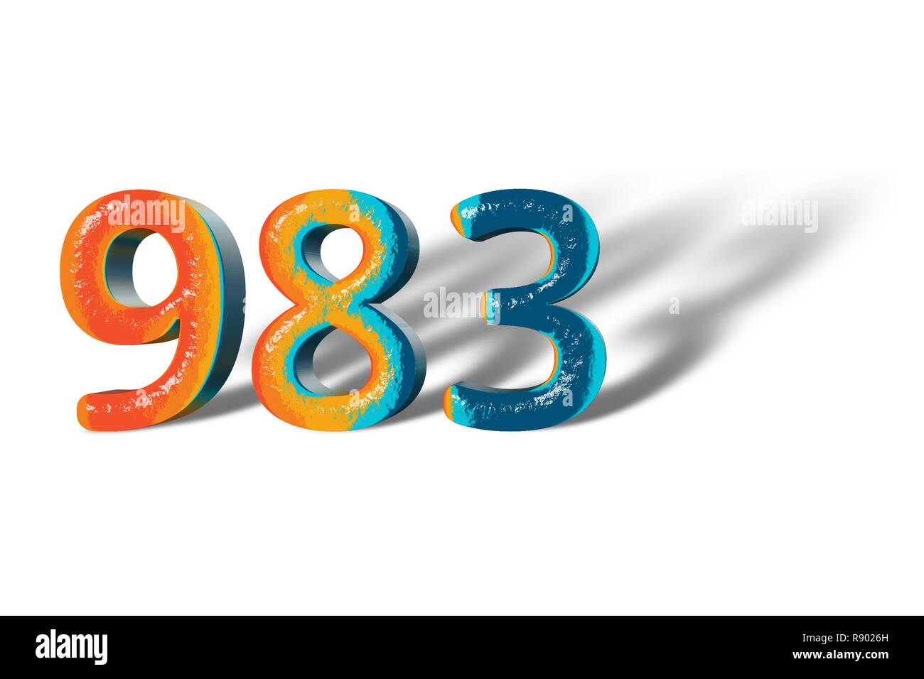 3D Number 983 nine hundred eighty three lively colours Stock Photo - Alamy