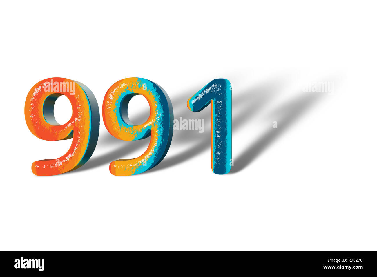 3D Number 991 nine hundred ninety one lively colours Stock Photo - Alamy