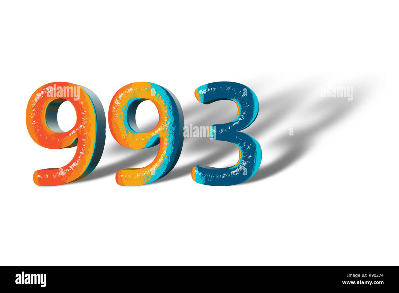 3D Number 993 nine hundred ninety three lively colours Stock Photo - Alamy