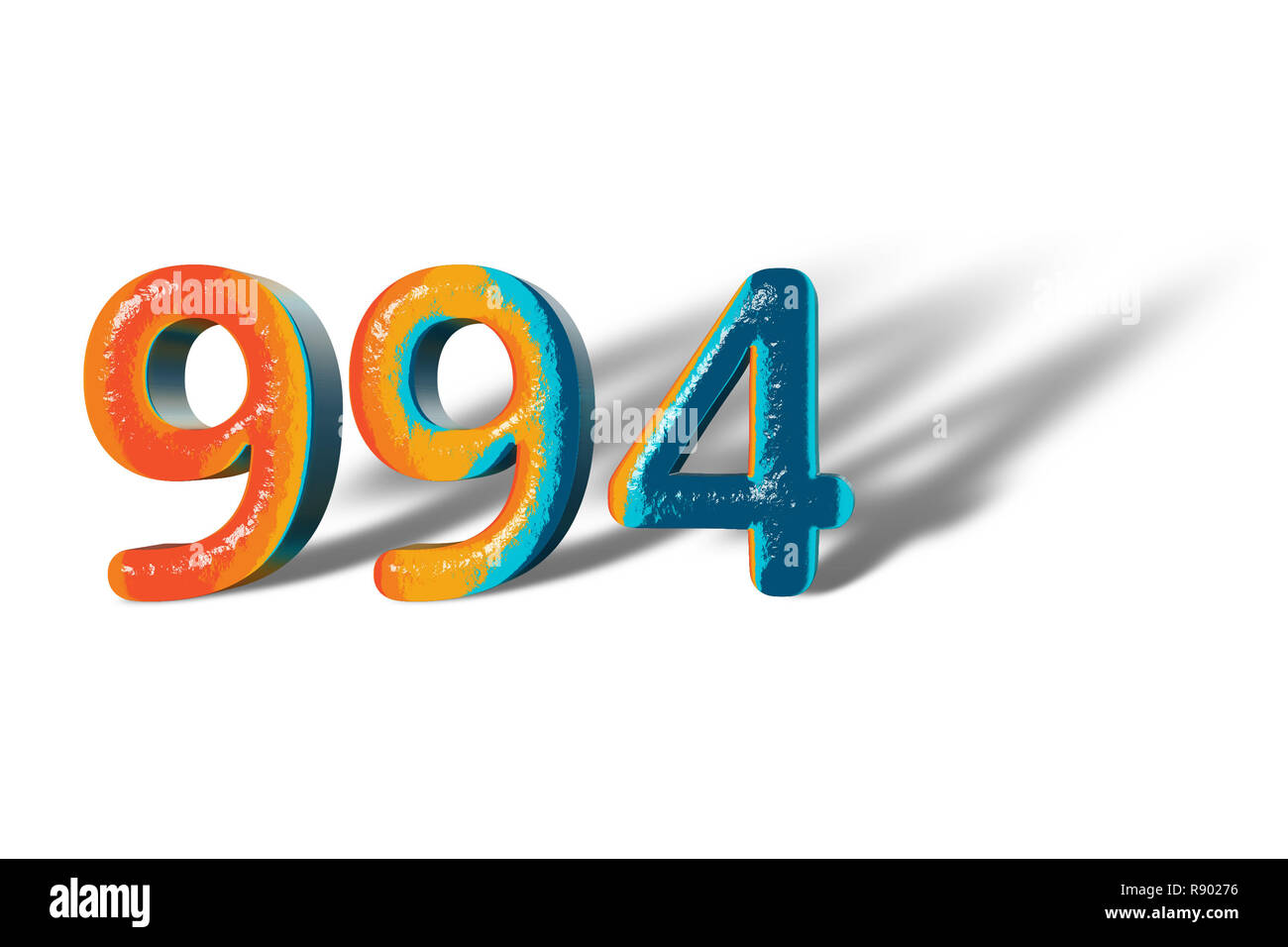 3D Number 994 nine hundred ninety four lively colours Stock Photo - Alamy
