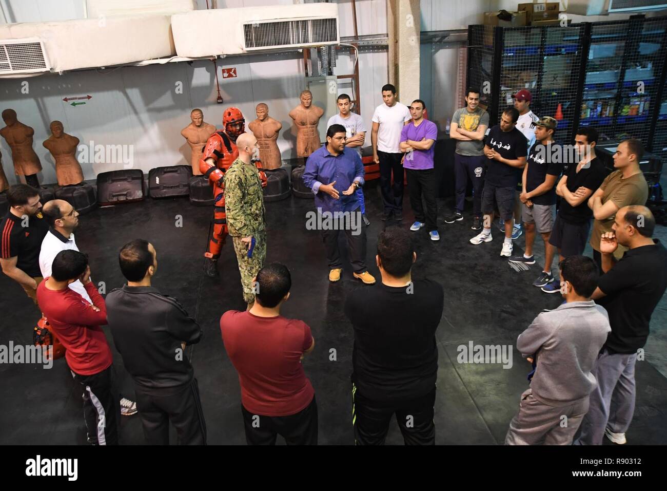 MANAMA, Bahrain (March 16, 2017) U.S. Coast Guardsmen interact with a ...