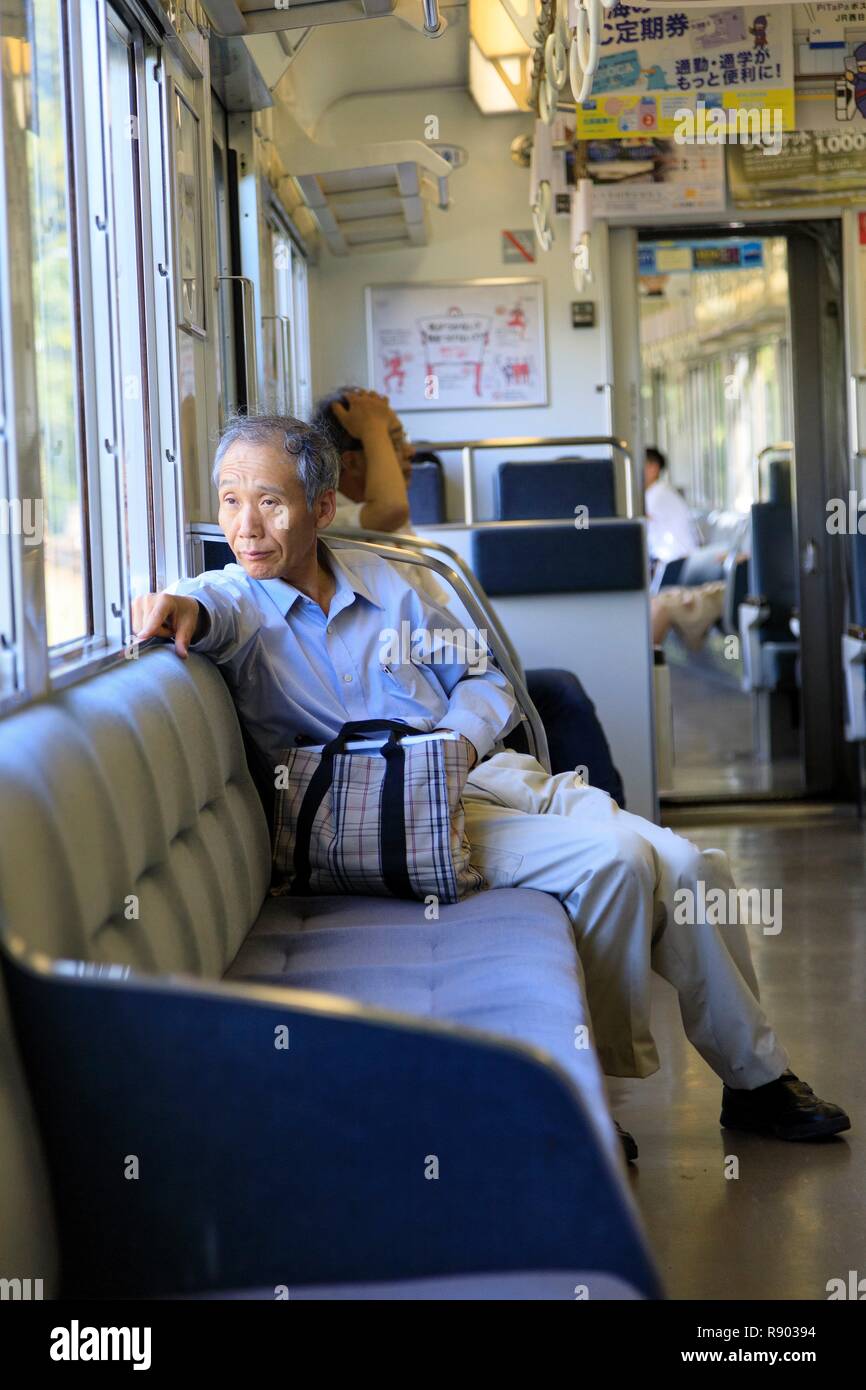 Japan, Honshu Island, Wakayama Prefecture, Hashimoto, the train between ...