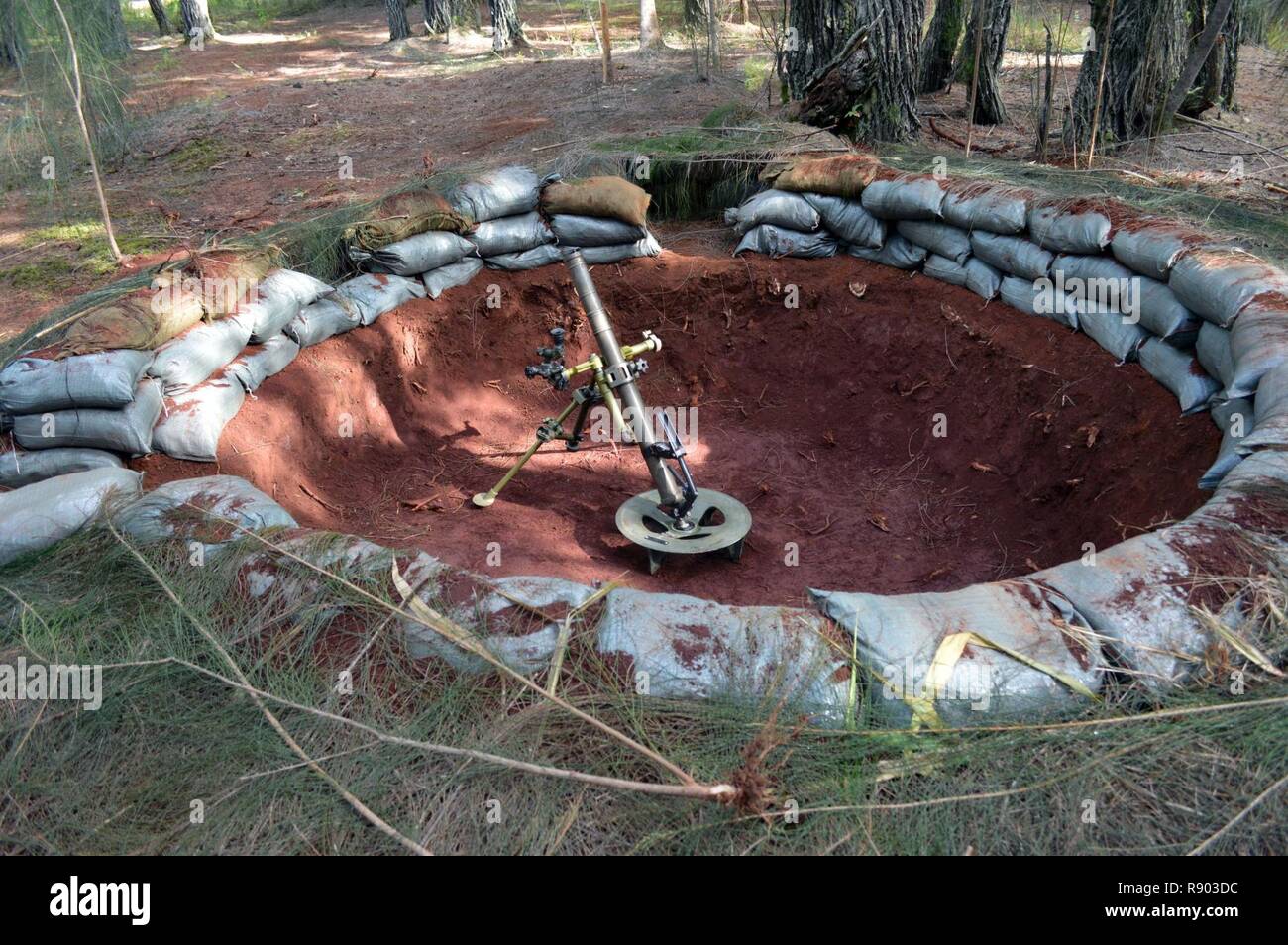 A mortar position set up position during a Defensive Operations ...