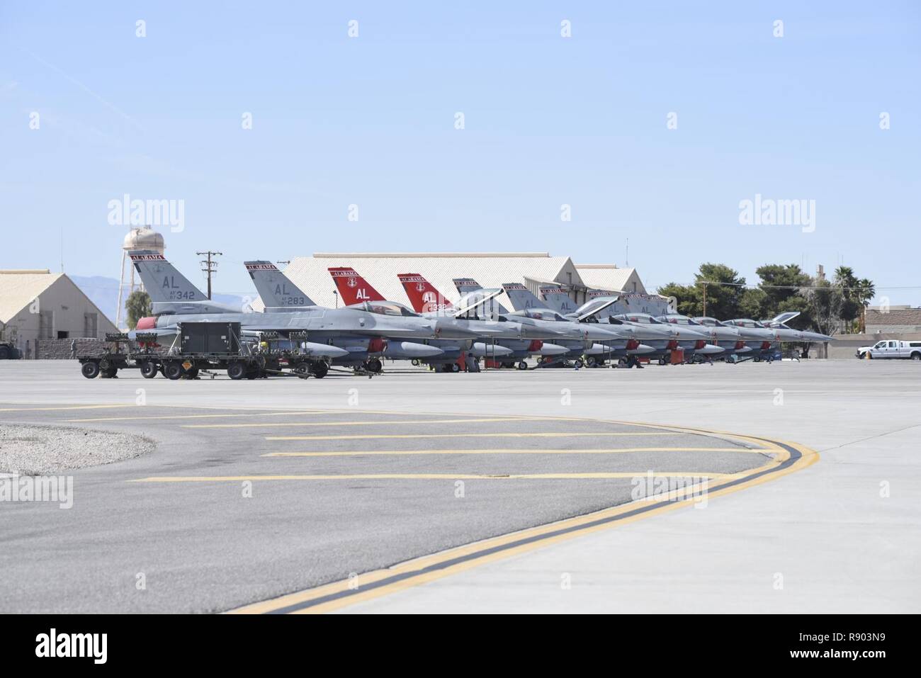 U.S. Air Force F-16 Fighting Falcons with the 187th Fighter Wing ...