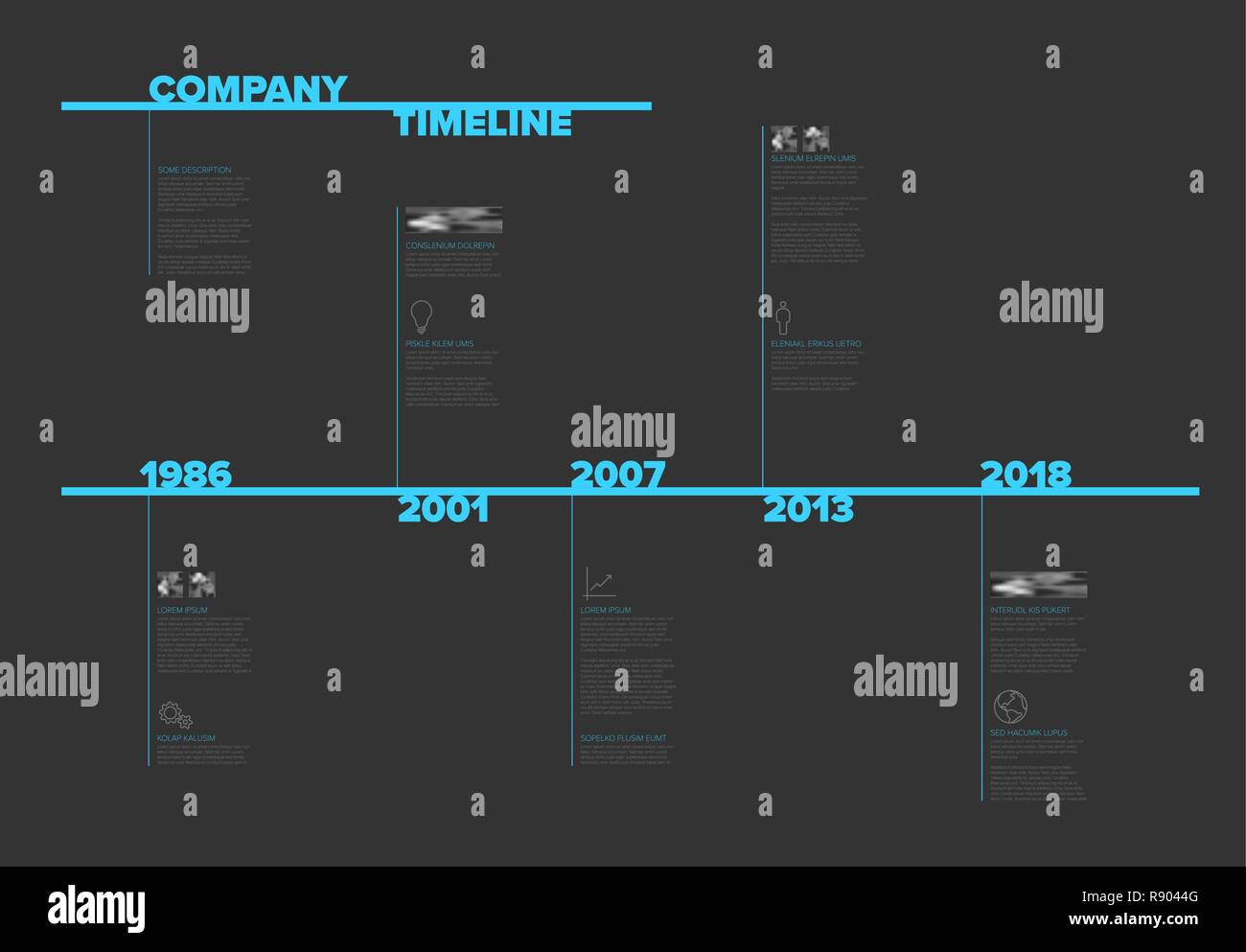 Vector Infographic timeline report template with nice typography - dark ...