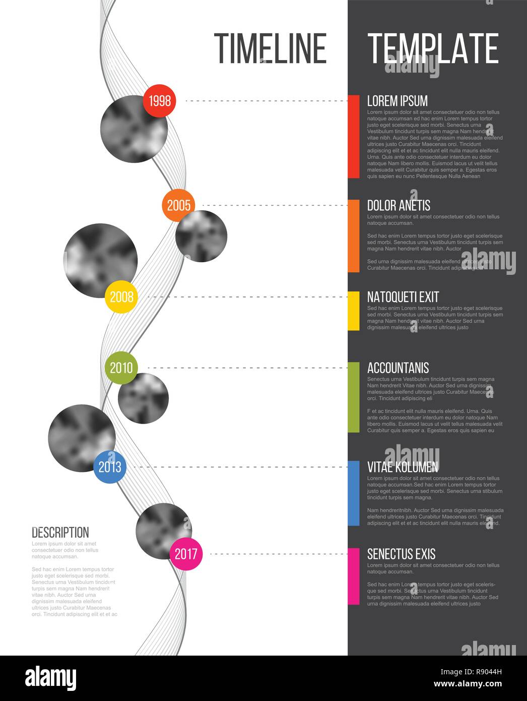 Vector Infographic Company Milestones Timeline Template with circle ...