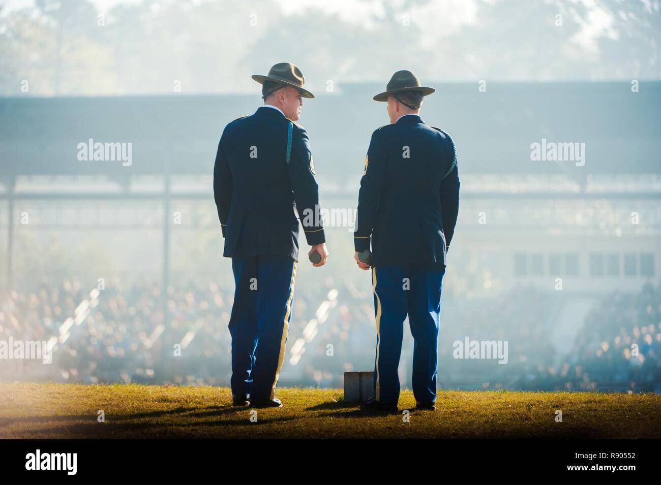 (FORT BENNING, Ga.) – Two Drill Sergeants prepare to activate smoke ...