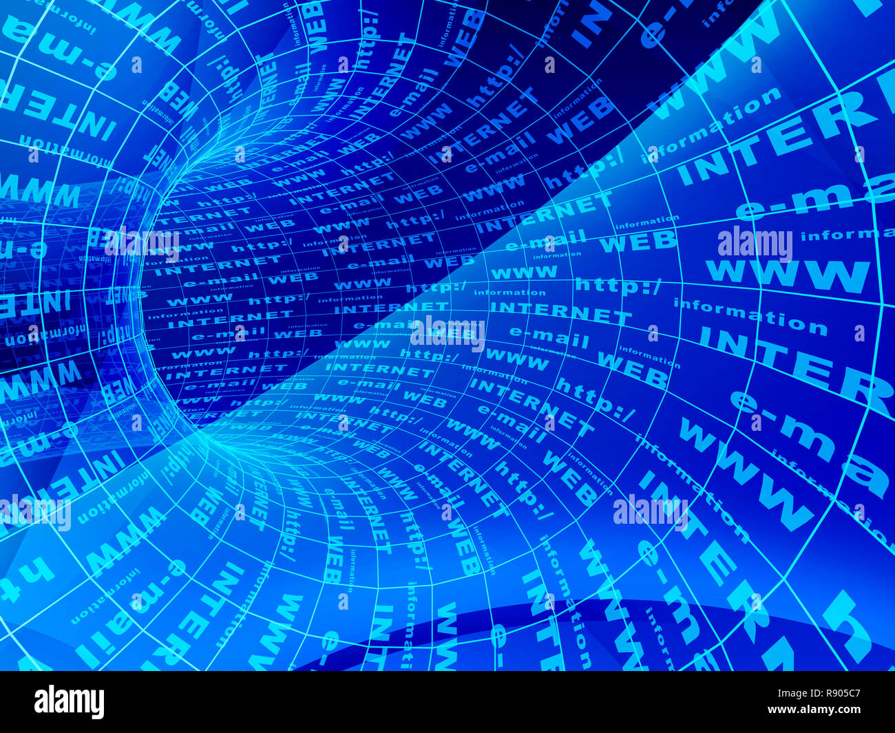 Internet a symbol - an 3d abstract blue tunnel Stock Photo - Alamy