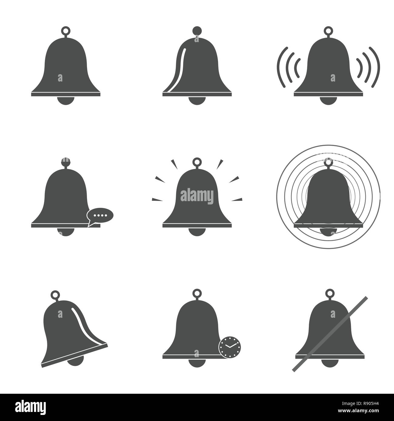 Bell icon set Stock Vector Image & Art - Alamy