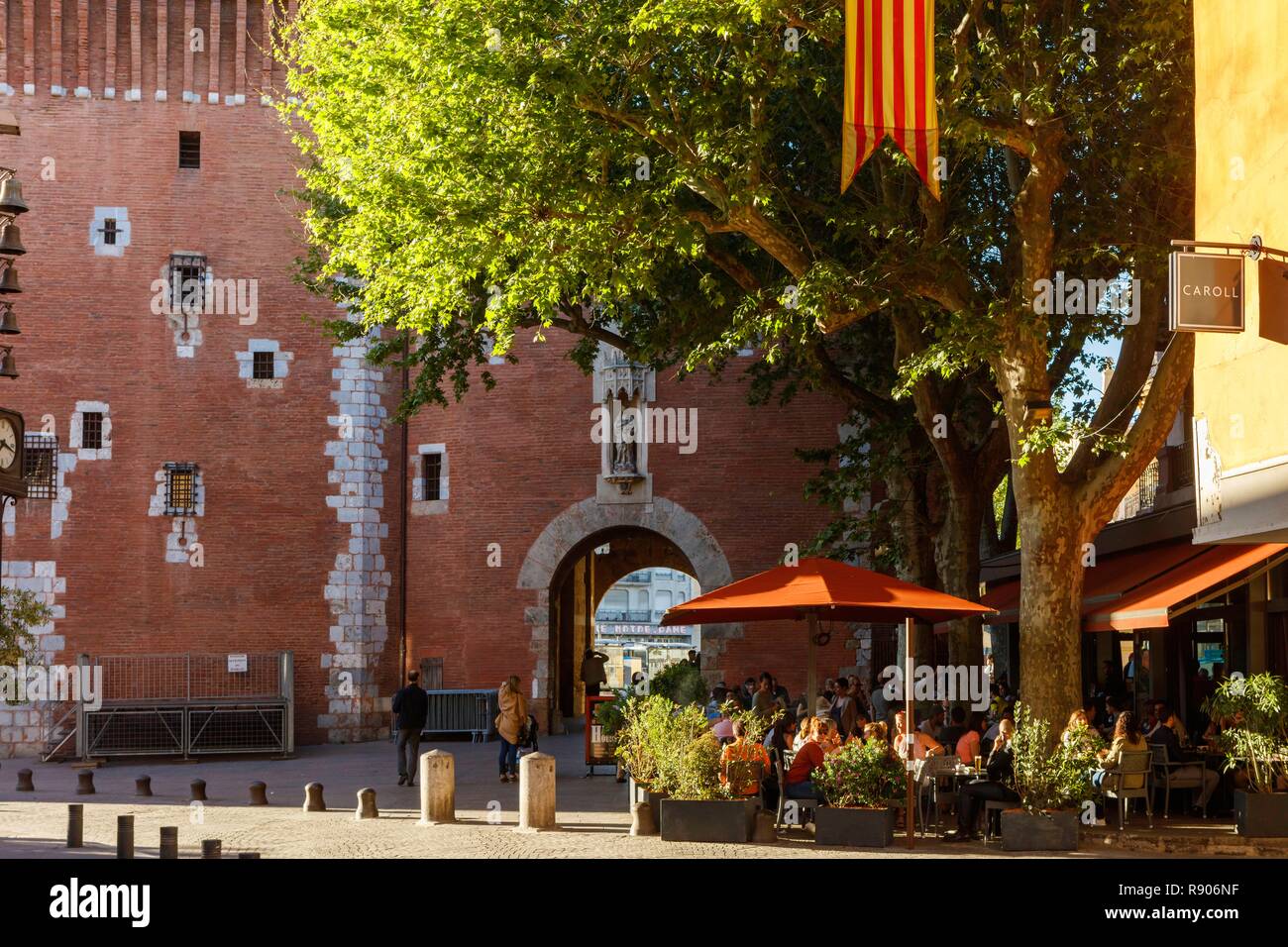 France, Pyrenees Orientales, Perpignan, city center, street scene in ...