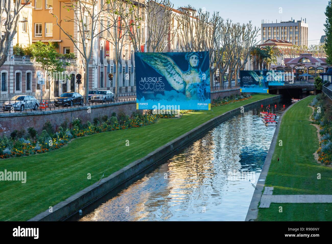 France, Pyrenees Orientales, Perpignan, city center, street scene in ...
