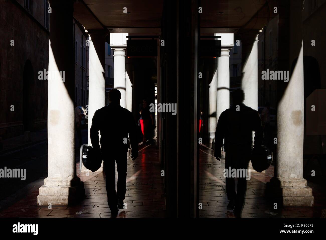 France, Pyrenees Orientales, Perpignan, city center, street scene in ...