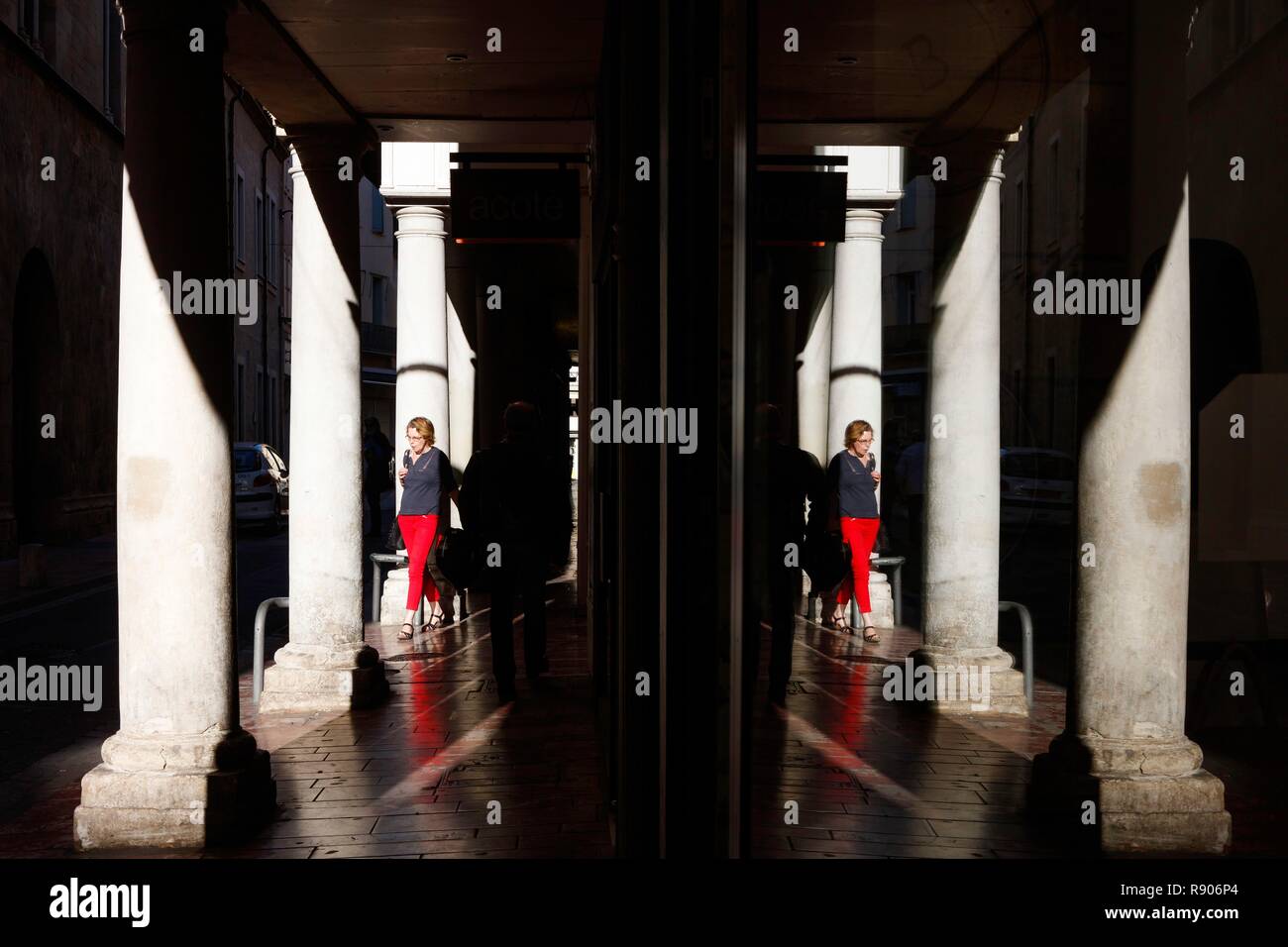 France, Pyrenees Orientales, Perpignan, city center, street scene in ...
