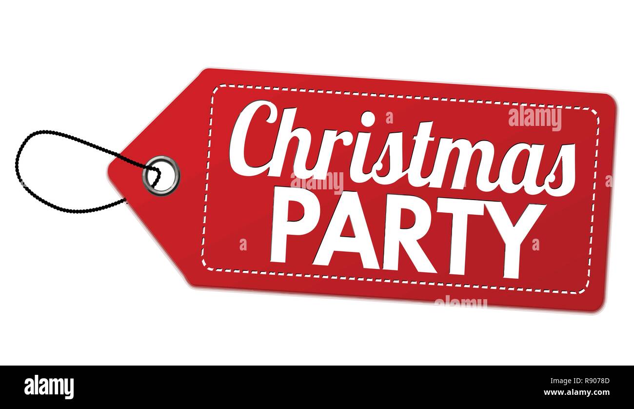 Christmas party label or price tag on white background, vector ...
