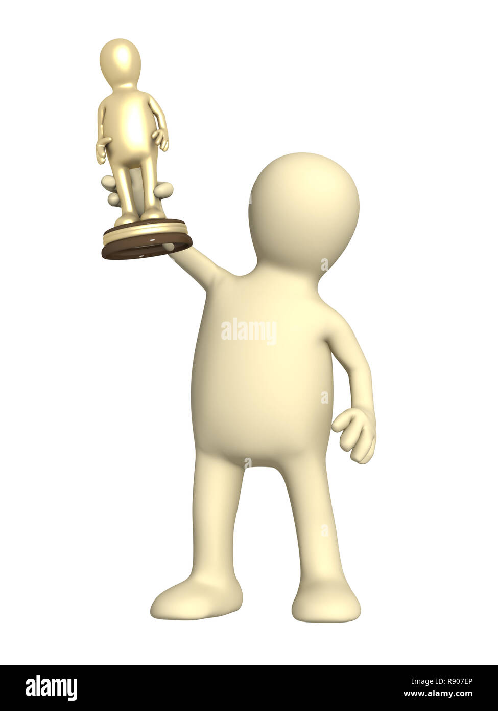 Award - puppet with a gold figurine Stock Photo - Alamy