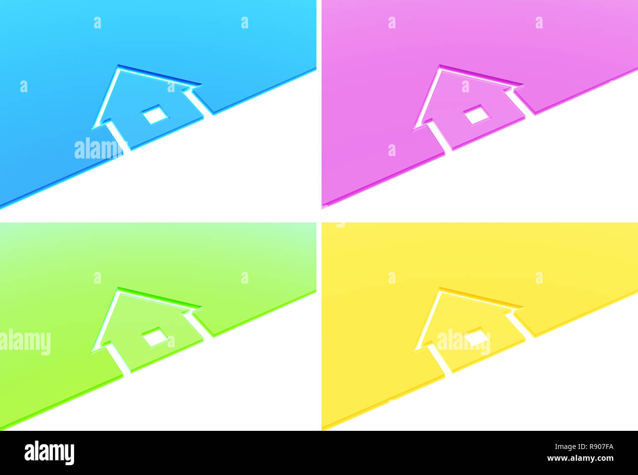 House - set from four color logo Stock Photo - Alamy