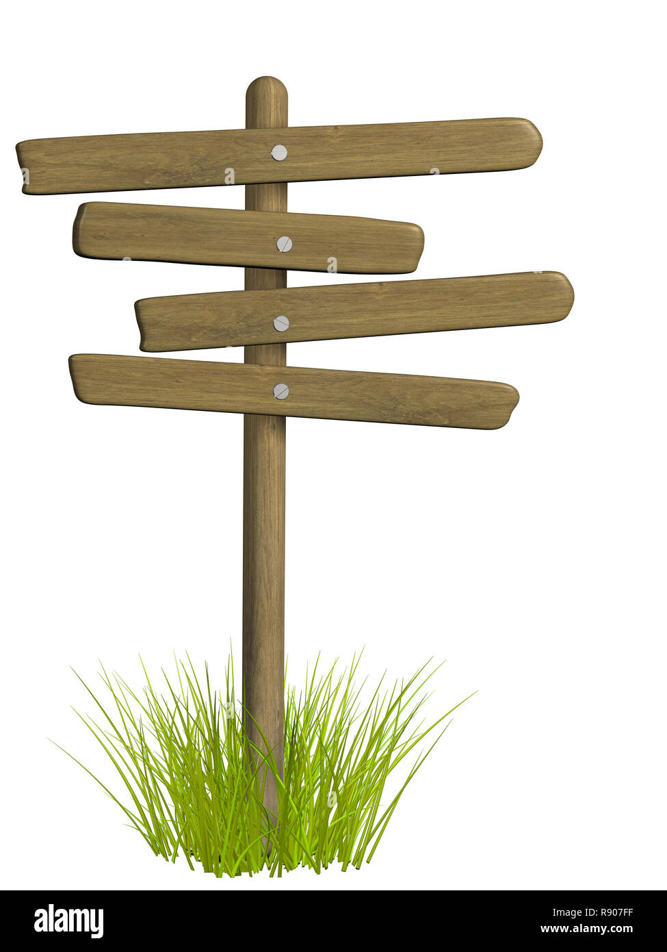 Wooden signboard from four boards. Object over white Stock Photo - Alamy