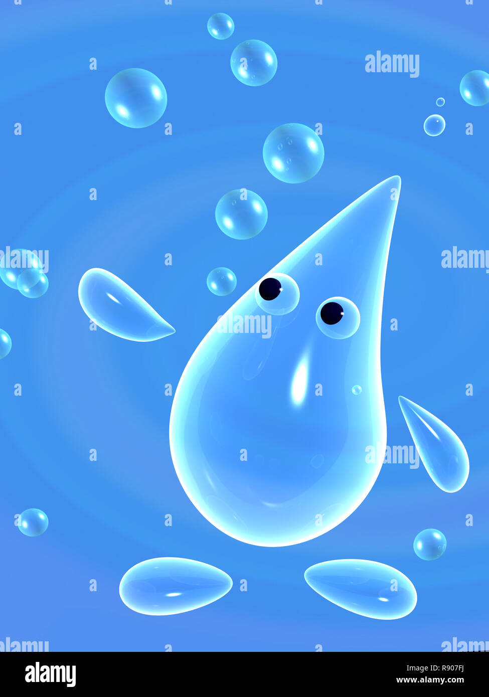Creature from transparent blue drops of water Stock Photo - Alamy