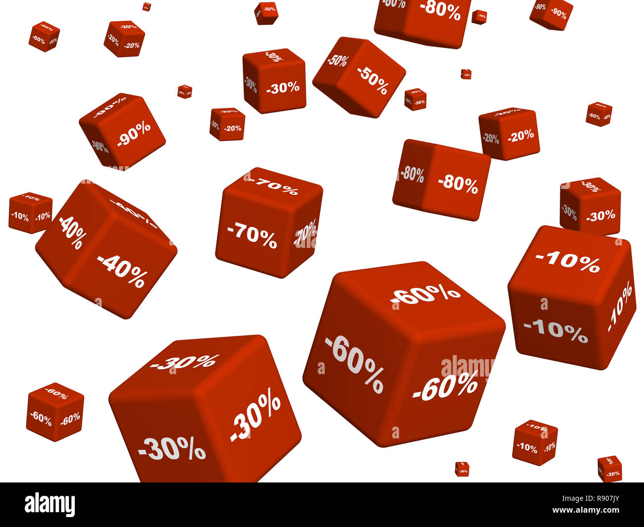 Red boxes with the goods at a discount. Objects over white Stock Photo ...