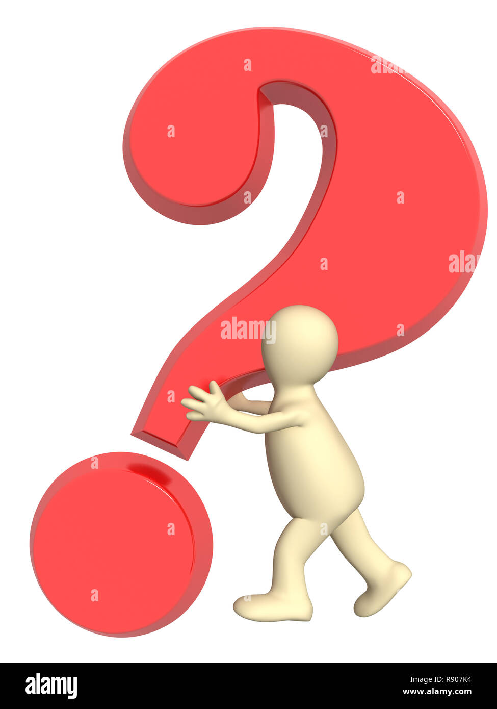Puppet with question mark of red color Stock Photo - Alamy