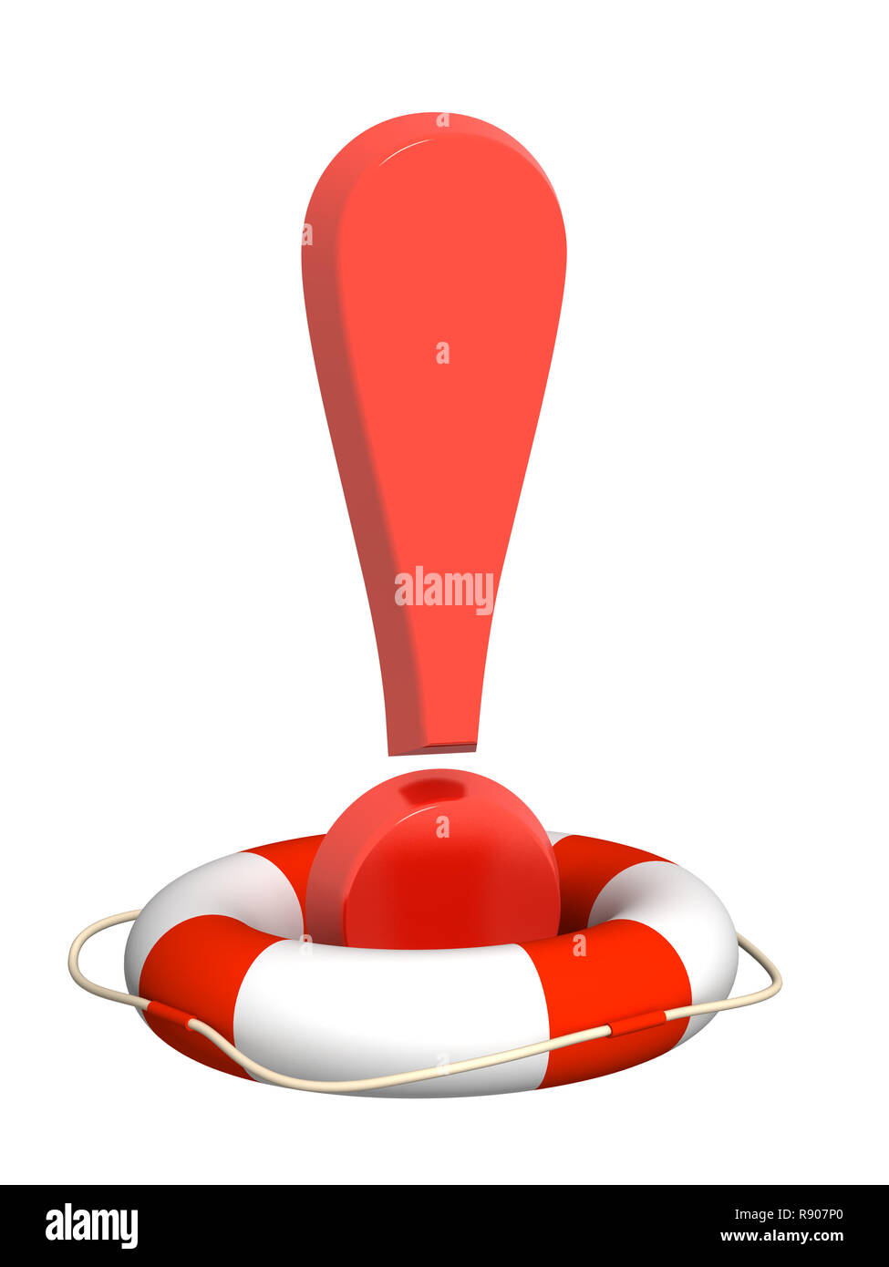 Lifebuoy and red exclamation mark Stock Photo - Alamy