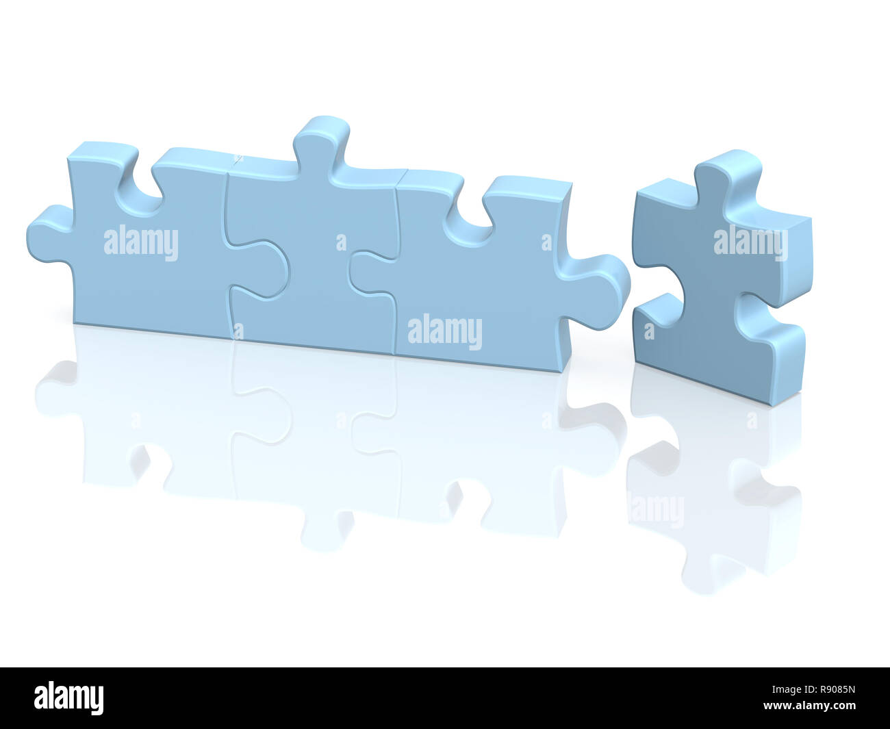 Four parts of a puzzle. Objects over white Stock Photo - Alamy