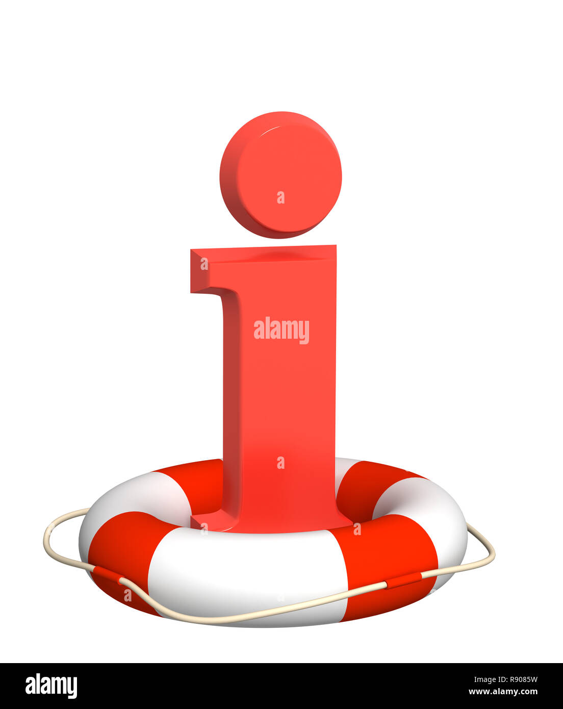 Lifebuoy and red information symbol Stock Photo - Alamy