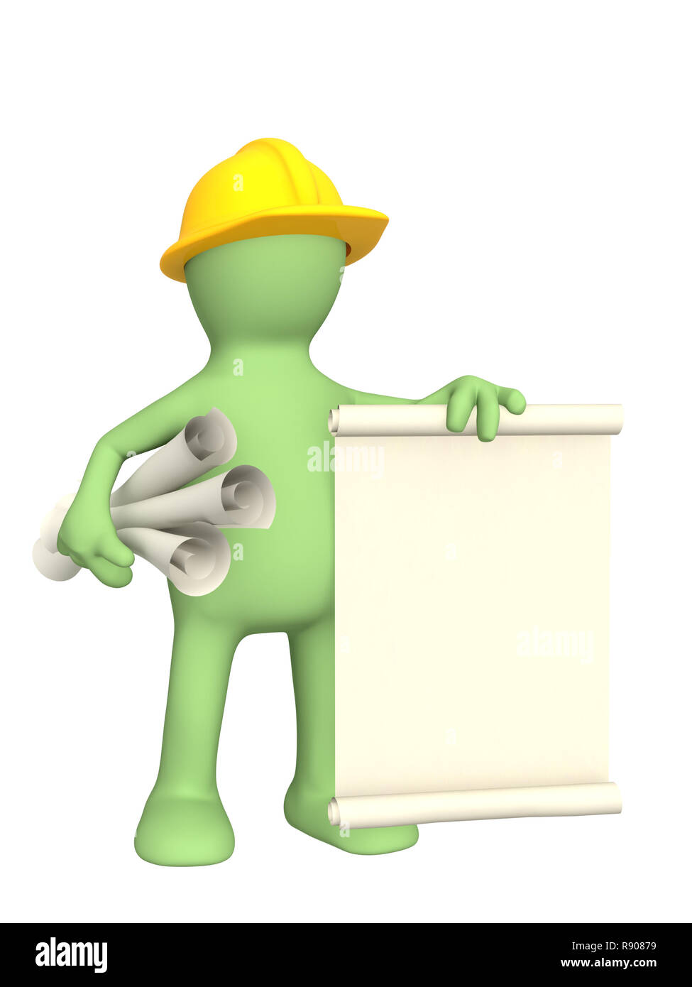 Puppet - builder with rolls of documents Stock Photo - Alamy
