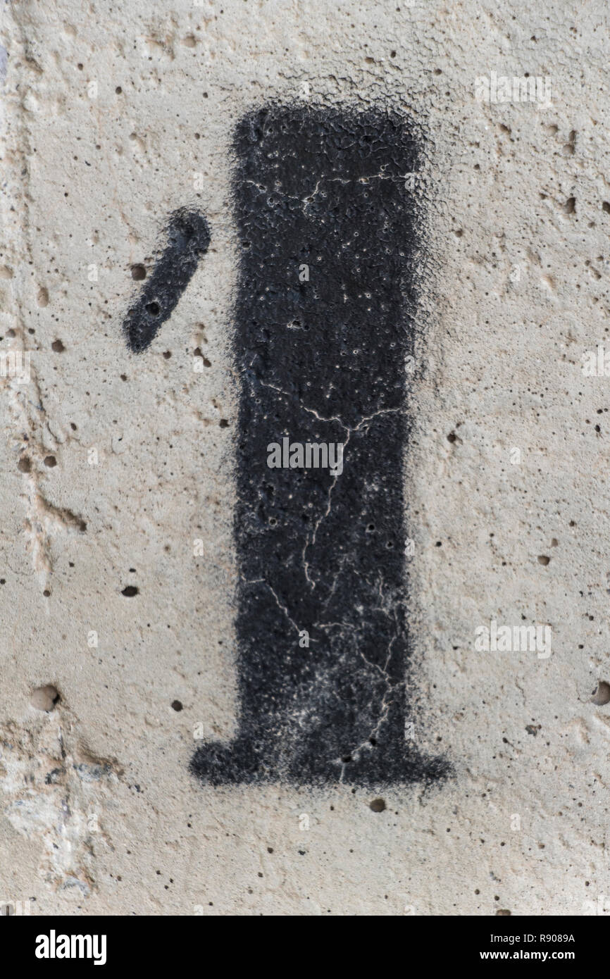 number one painted stencil on concrete wall, number one, number 1 Stock ...