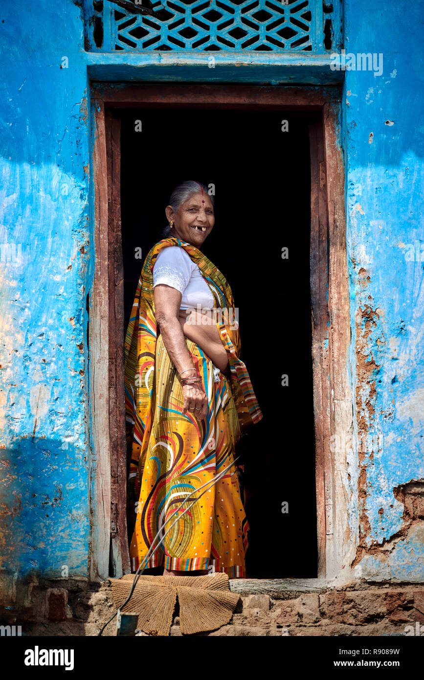 Indian village rural old lady hi-res stock photography and images - Alamy
