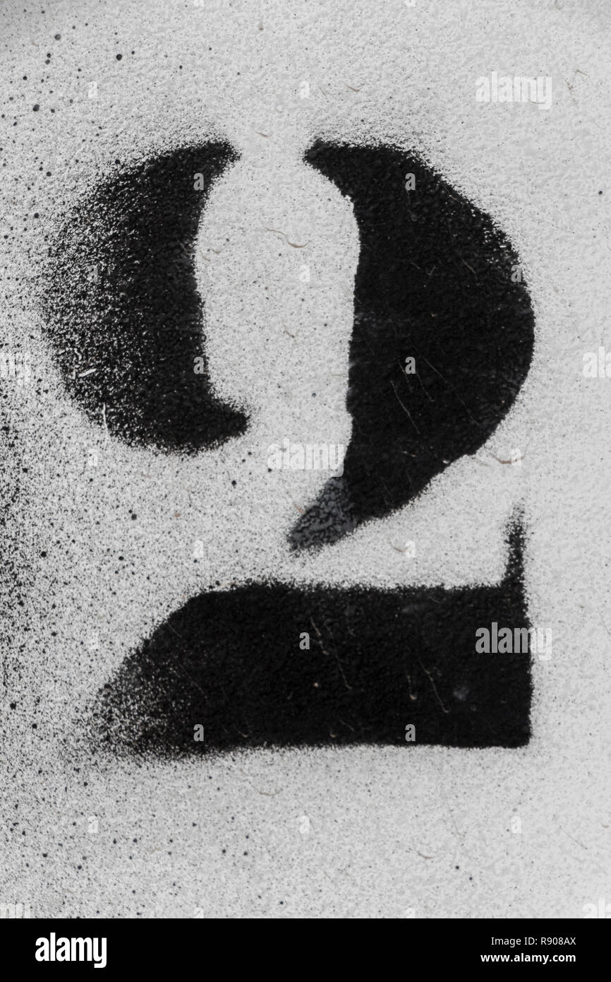 number 2 black spray paint on white background, number two, number 2 ...
