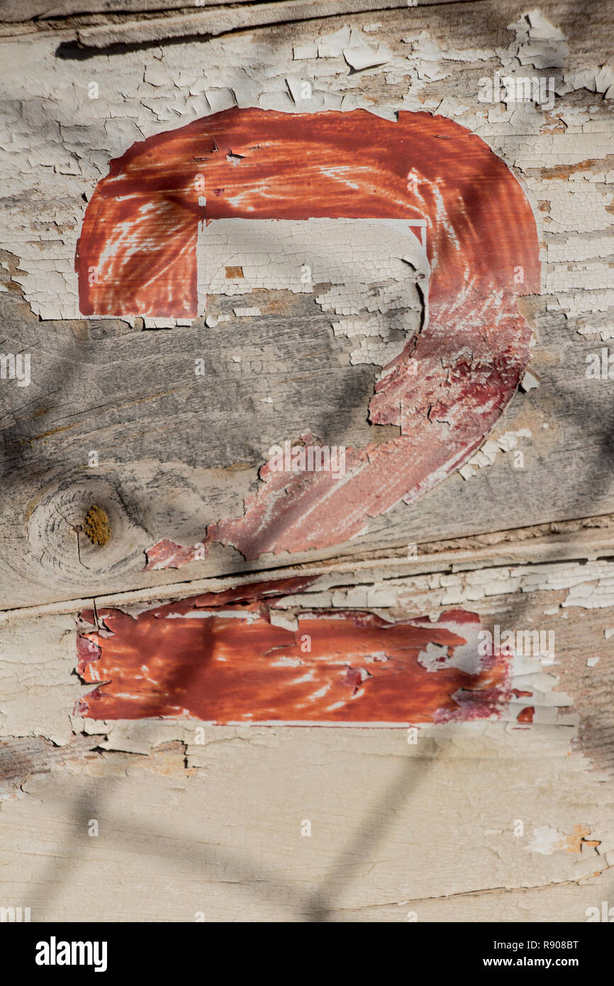 red number painted on wood background, number two, number 2 Stock Photo ...