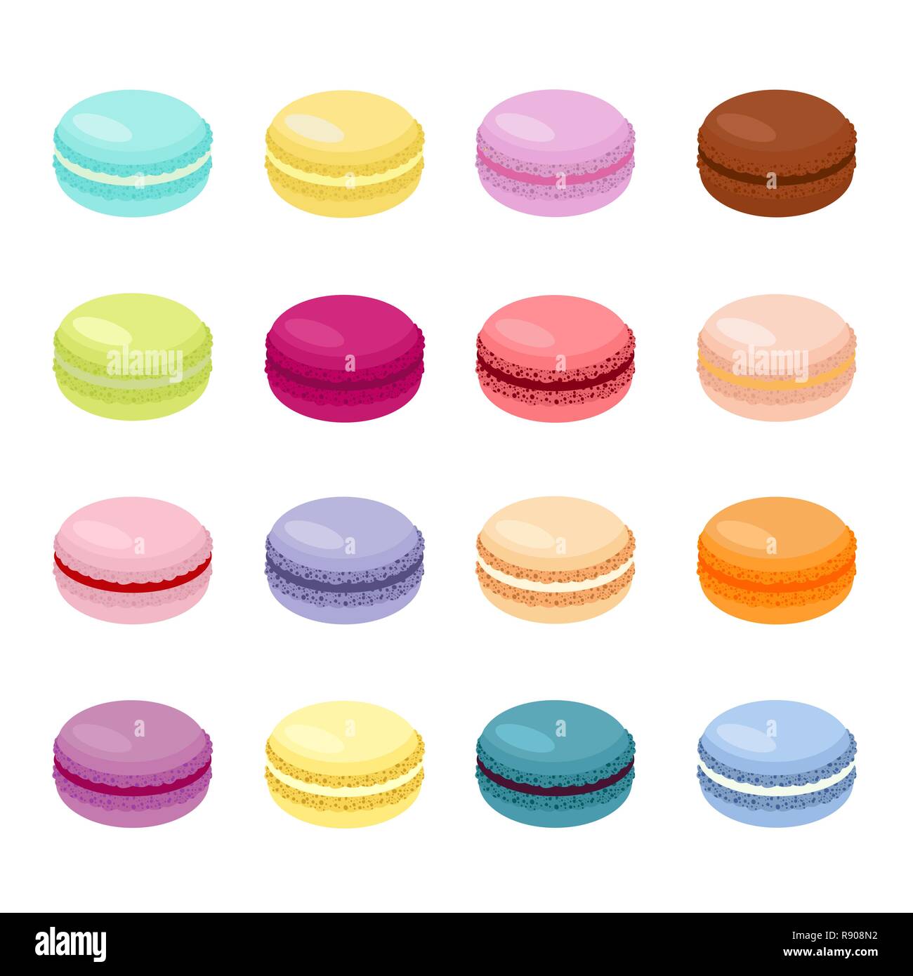 Cake macaron or macaroon Vector Illustration, colorful almond cookies ...