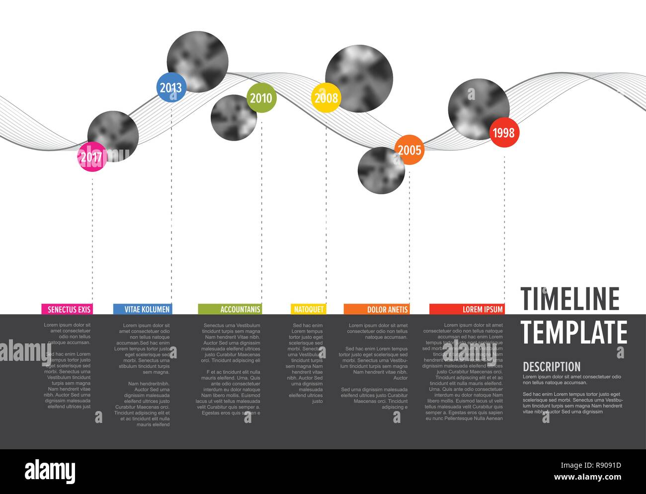 Vector Infographic Company Milestones Timeline Template with circle ...