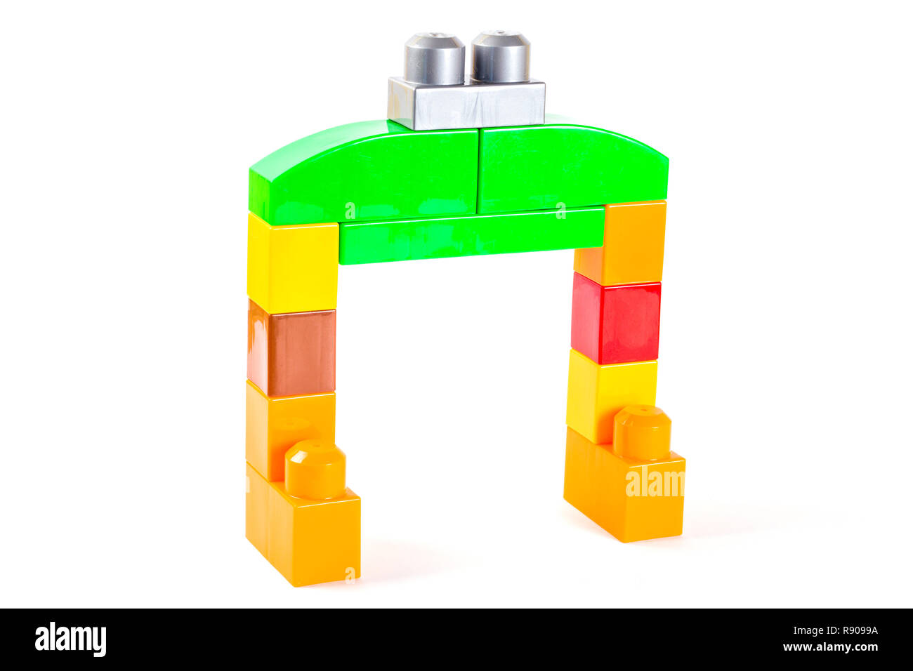 Coloured plastic building blocks isolated on white background Stock ...