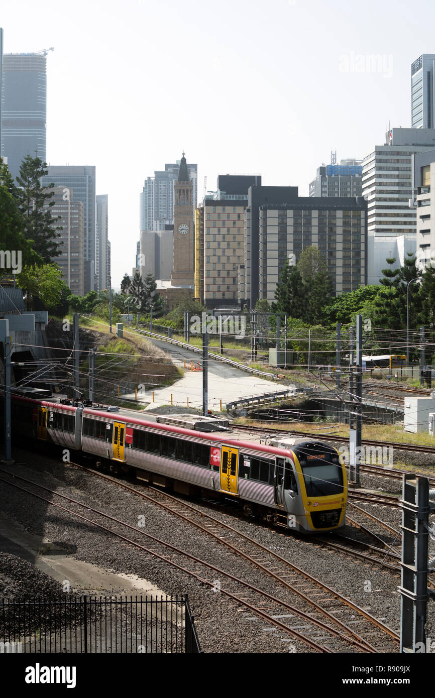 Queensland Rail train near Roma Street station, Brisbane, Queensland ...