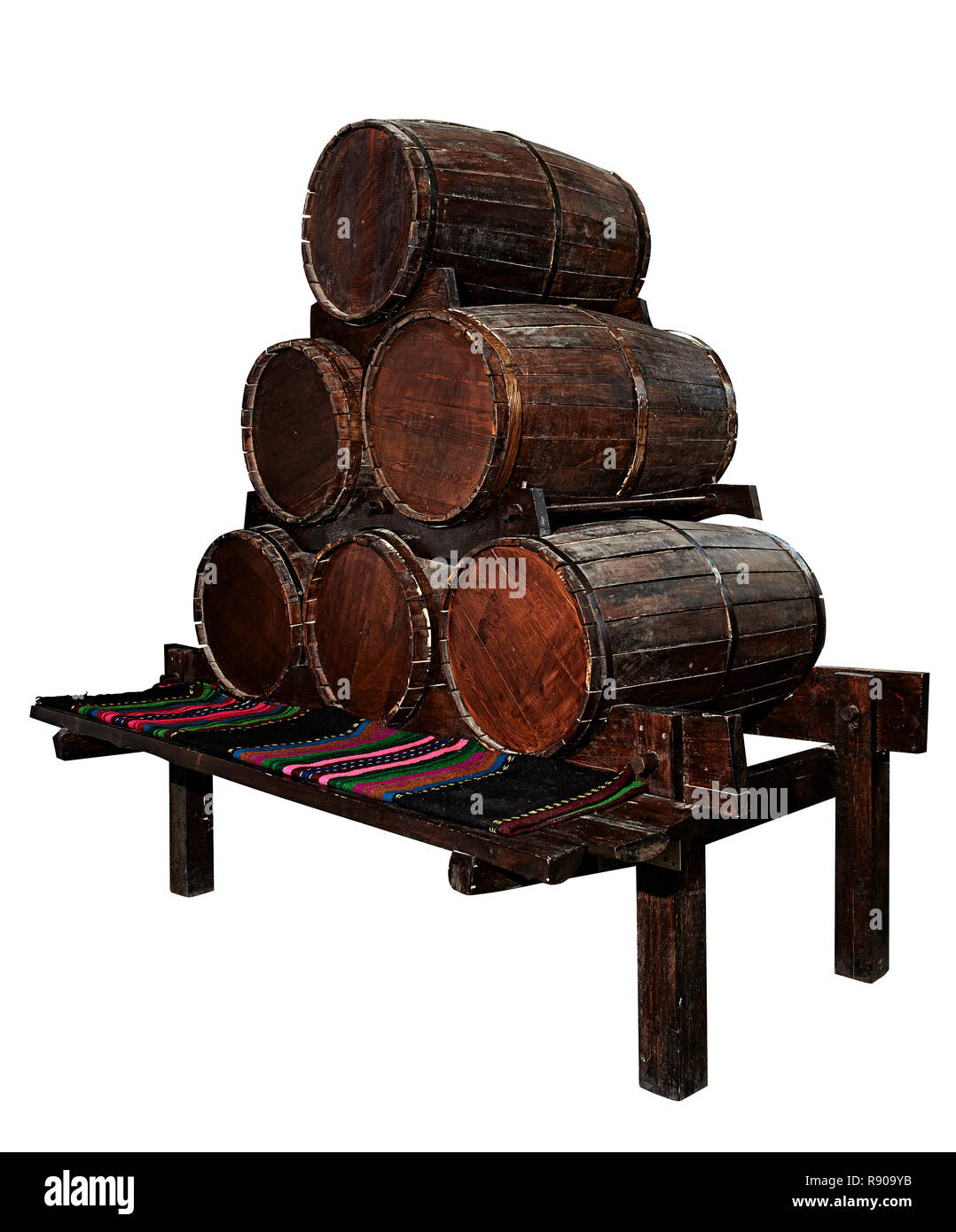 Vintage wooden barrels alcohol Cut Out Stock Images & Pictures - Alamy