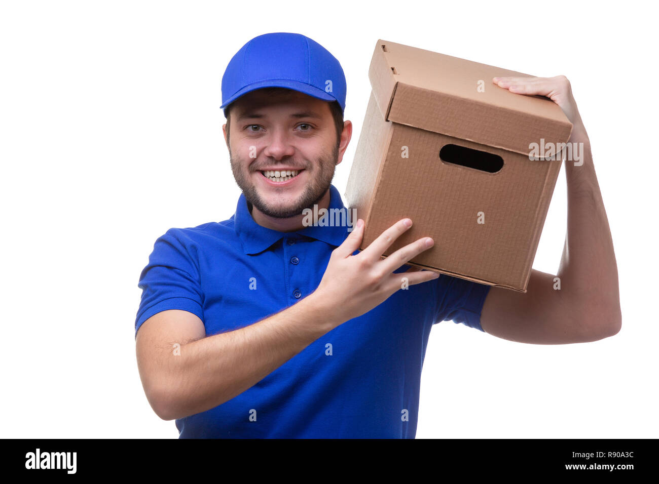 Man carry box on shoulder hi-res stock photography and images - Alamy