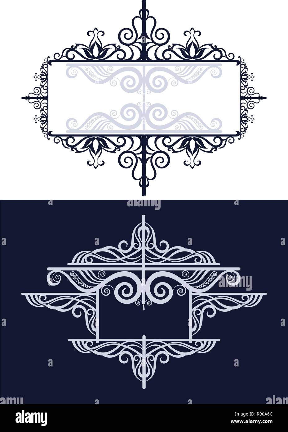 Vintage Decorative Frames with Abstract Pattern, Black and Grey ...