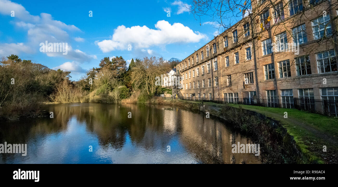 The disused stone built Yiyella factory and dam in Pleasley Vale ...