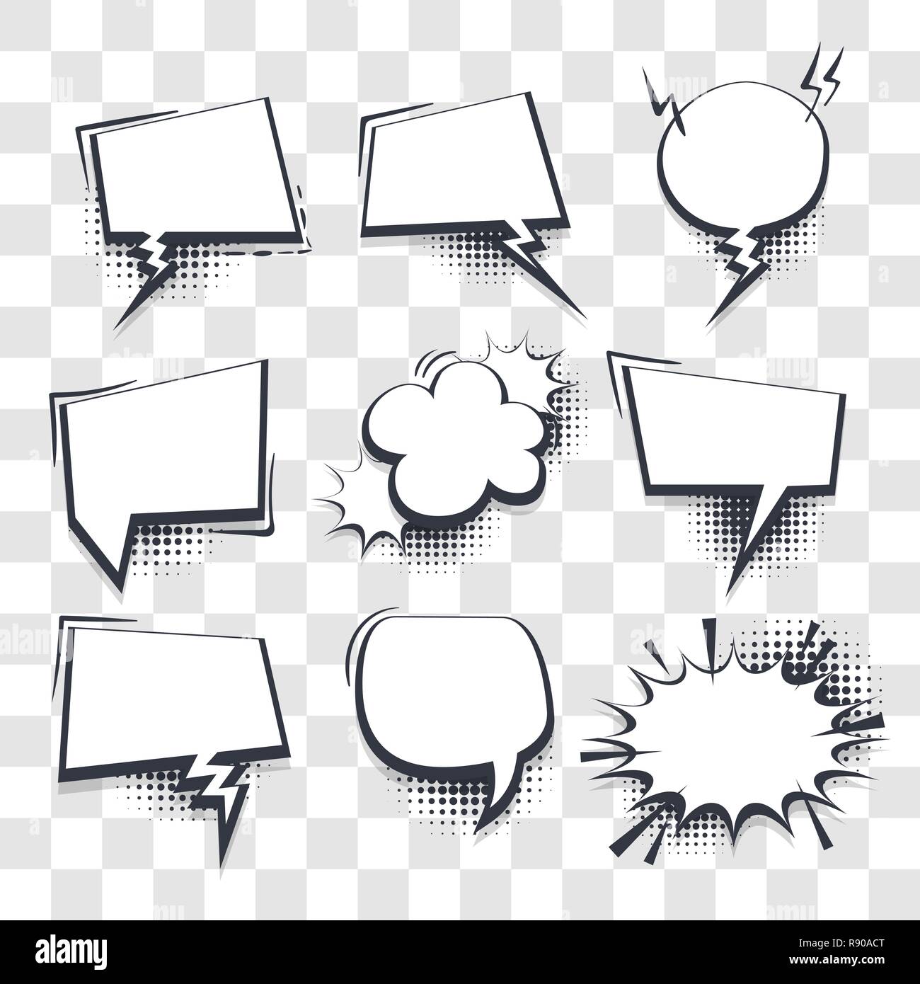 Big set hand drawn effects comic speech bubbles Stock Vector Image ...