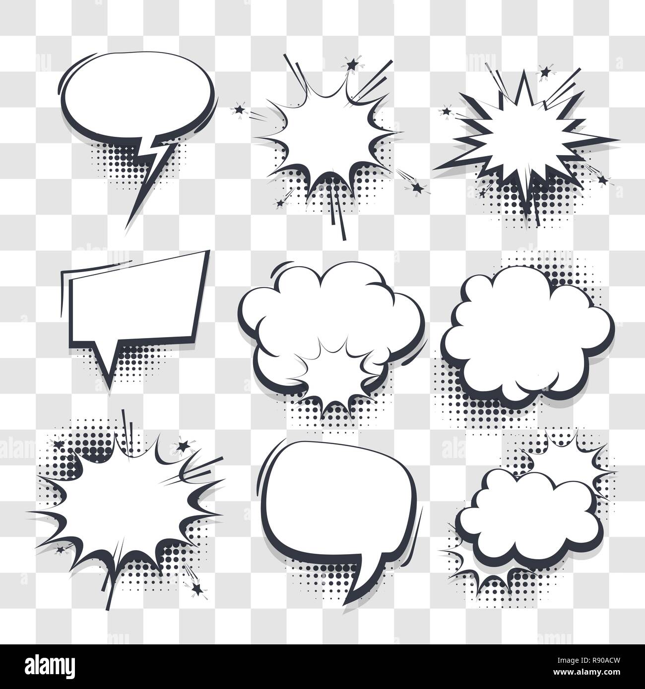 Big set hand drawn effects comic speech bubbles Stock Vector Image ...