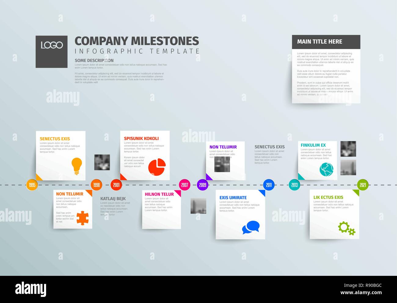 Vector Infographic time report template with horizontal timeline, icons ...
