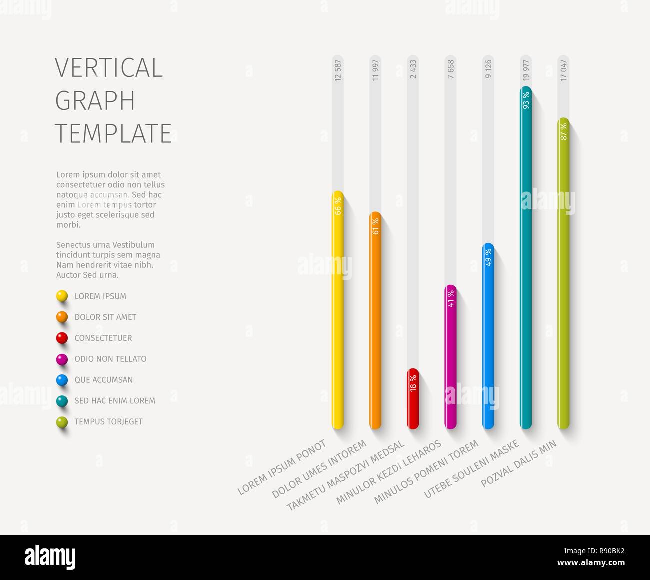Vector flat design statistics vertical column graph template for your ...