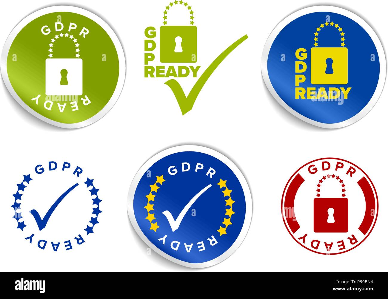 European GDPR Ready badges, tags, stams and labels template Stock ...